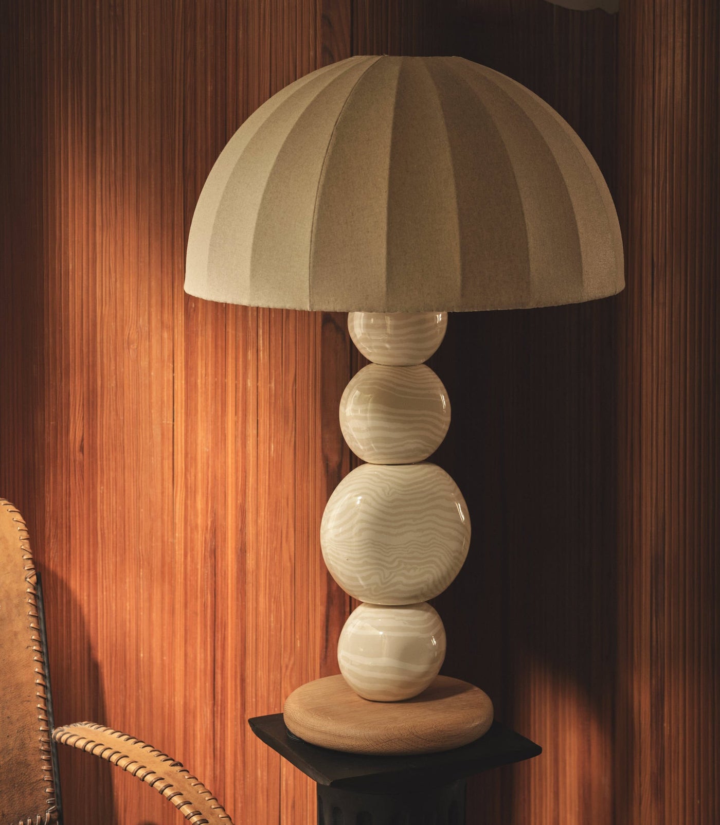 Oatmeal & White Ceramic "TABLE" Table Lamp