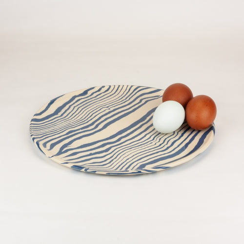 Blue & White Marble Dinner Plate