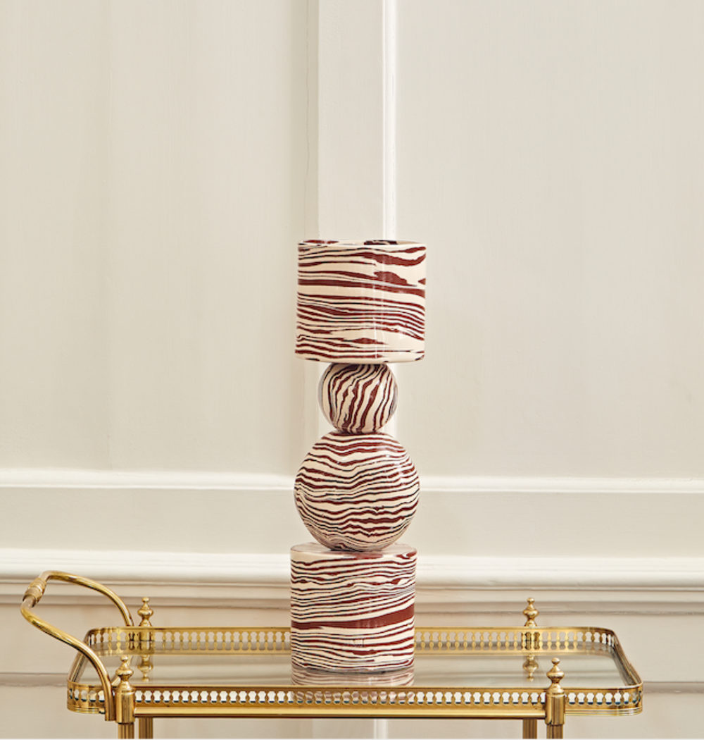 Terracotta & White Marble Table "UP" Lamp